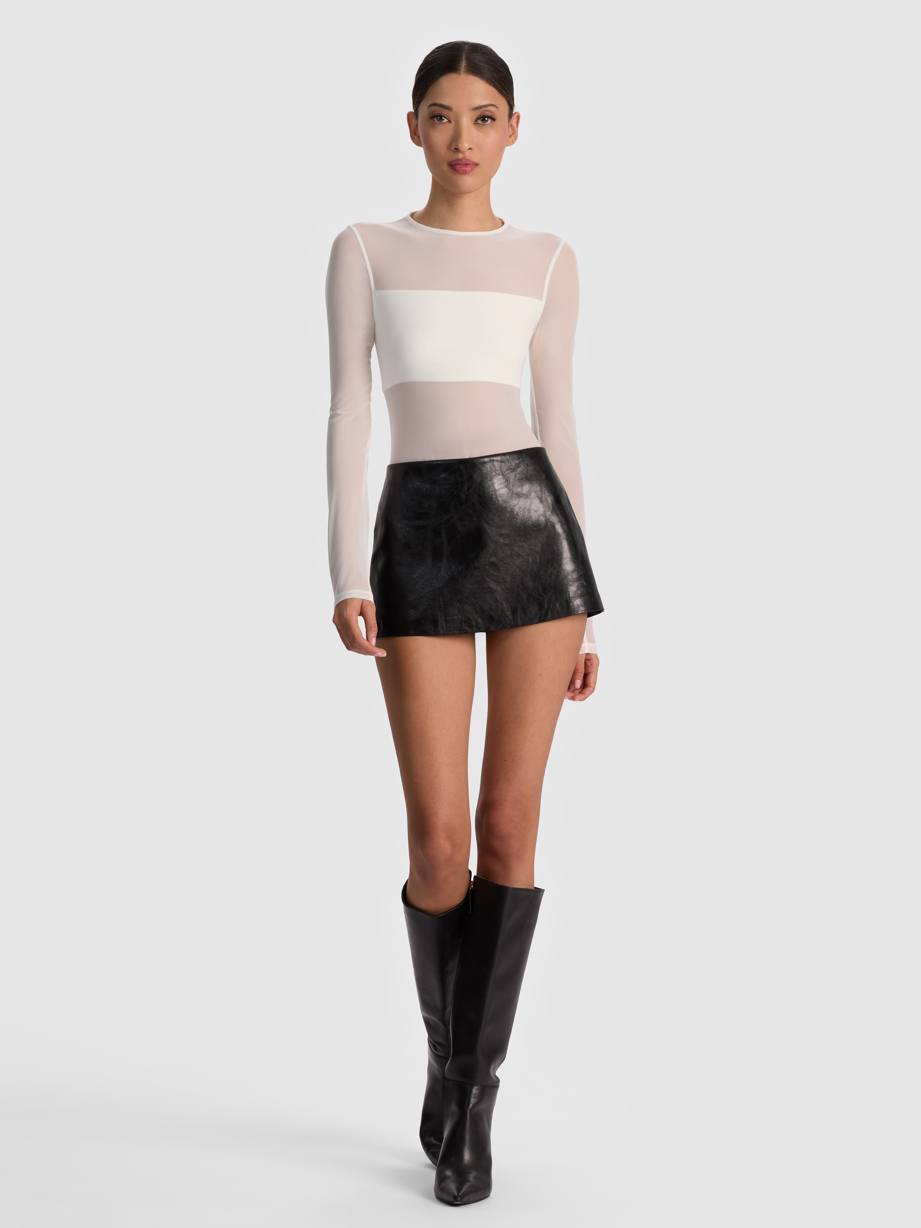ALICE + OLIVIA Alice + Olivia Mesh Long Sleeve Bodysuit